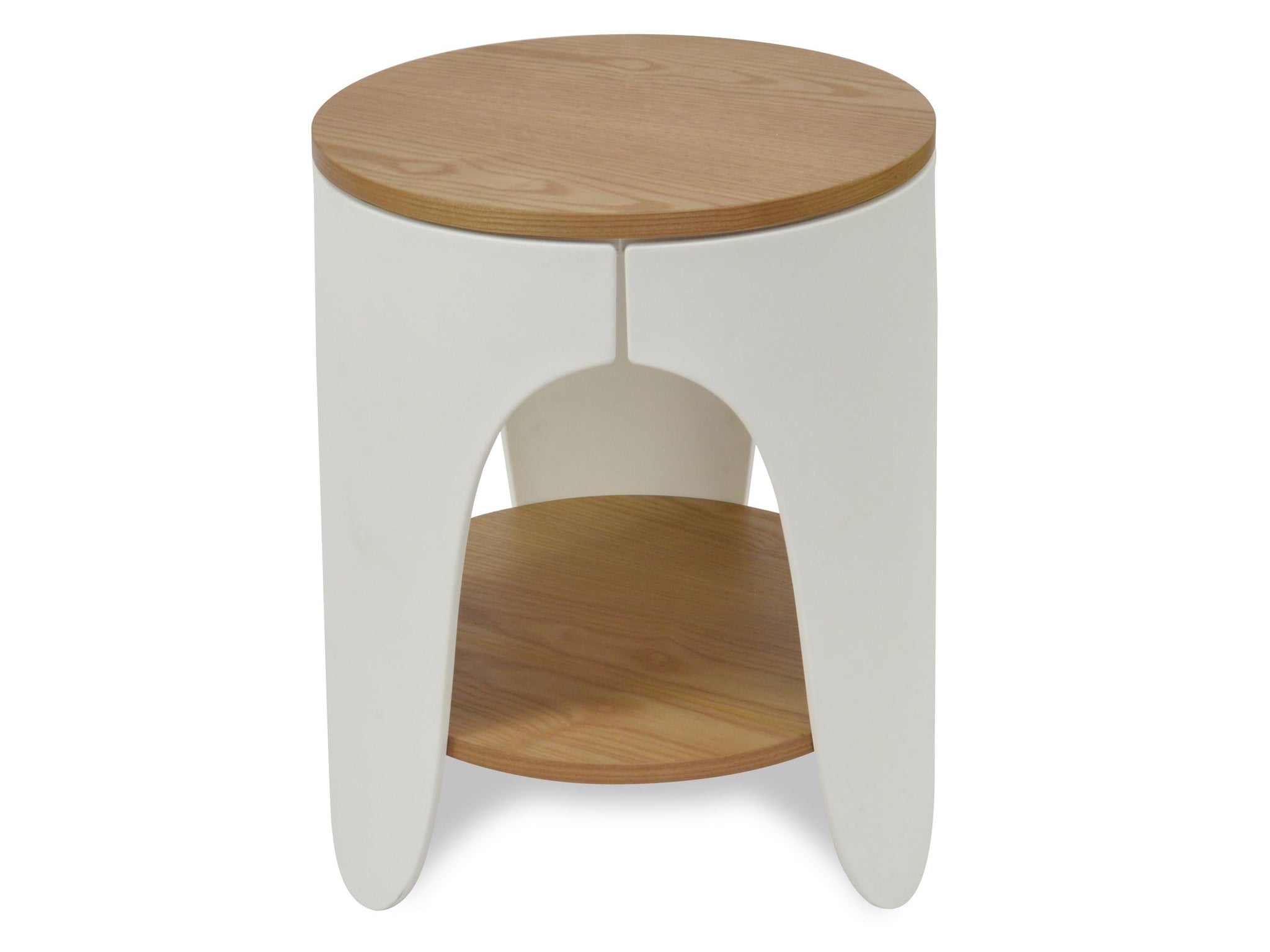 Milani Round Side Table - Natural and White