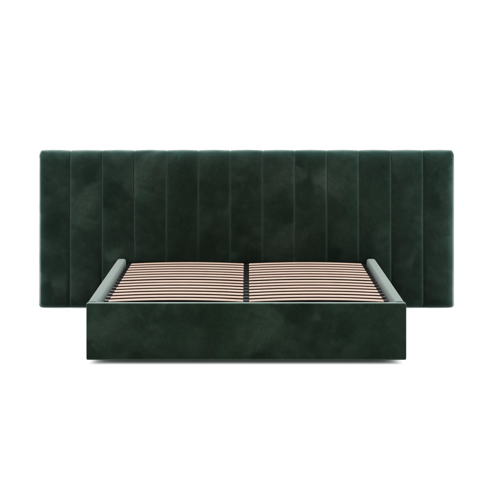 Ryan Wide Base King Sized Bed Frame - Forest Green Velvet