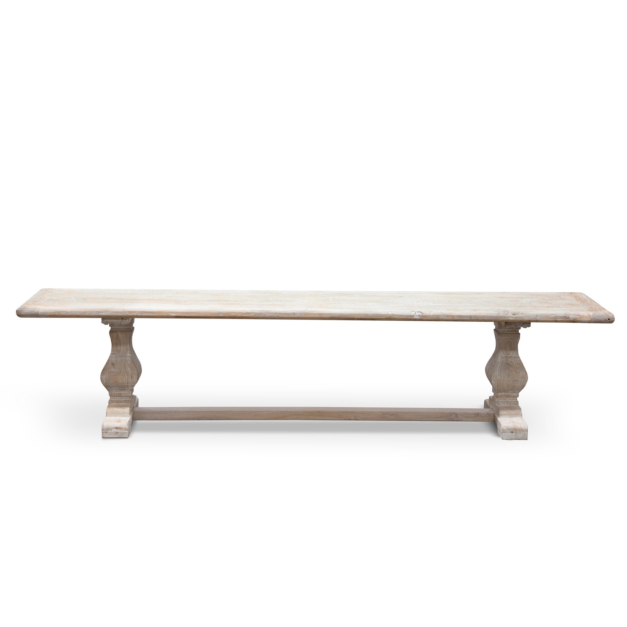 Tanner Reclaimed Grey Elm Wood Bench - White Washed